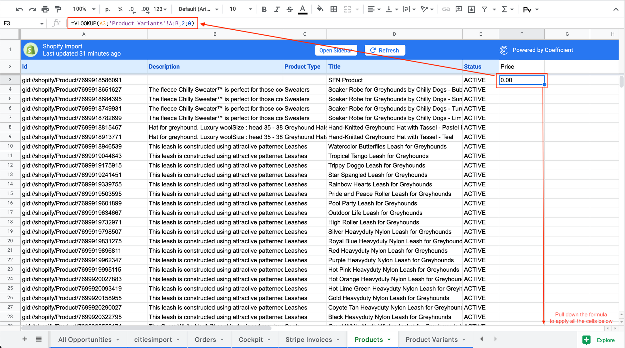 Spreadsheet Formulas – Coefficient