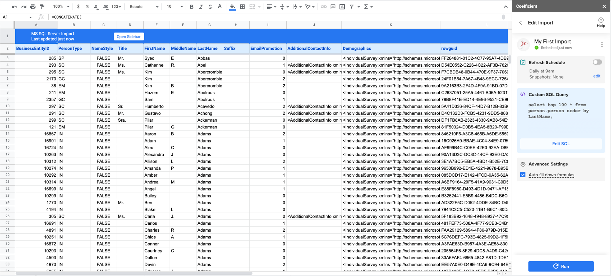 Ms Sql Coefficient