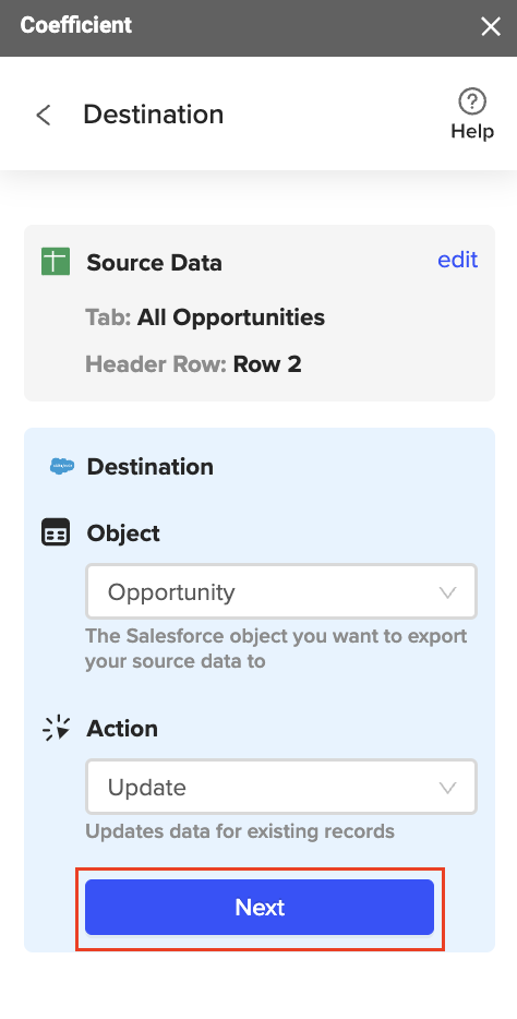 Export to Salesforce – Coefficient