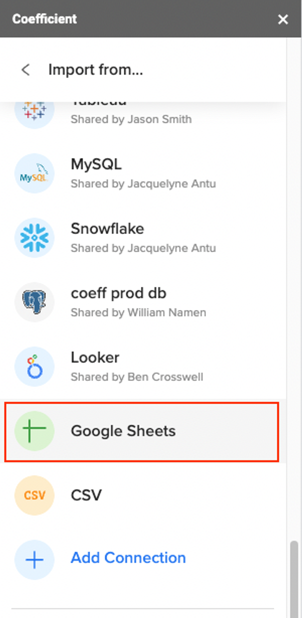 Google Sheets – Coefficient