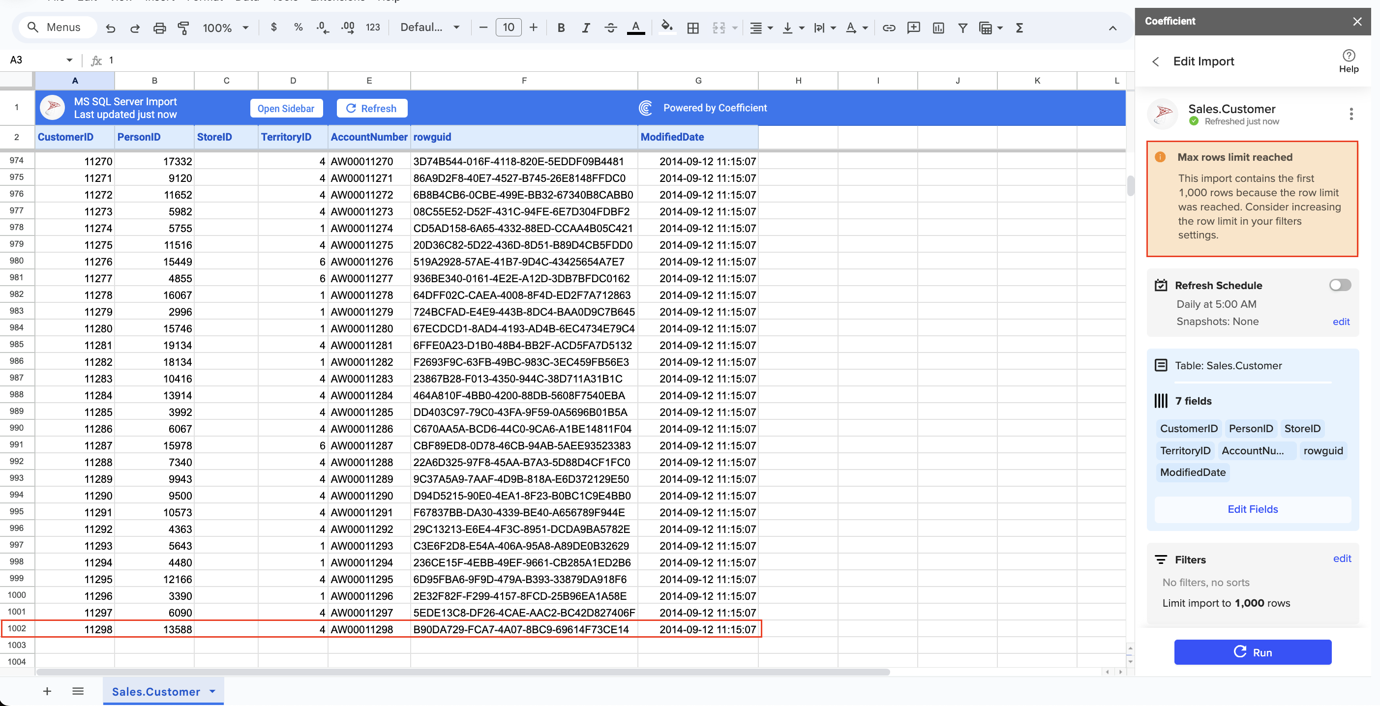 Sheet Optimization – Coefficient