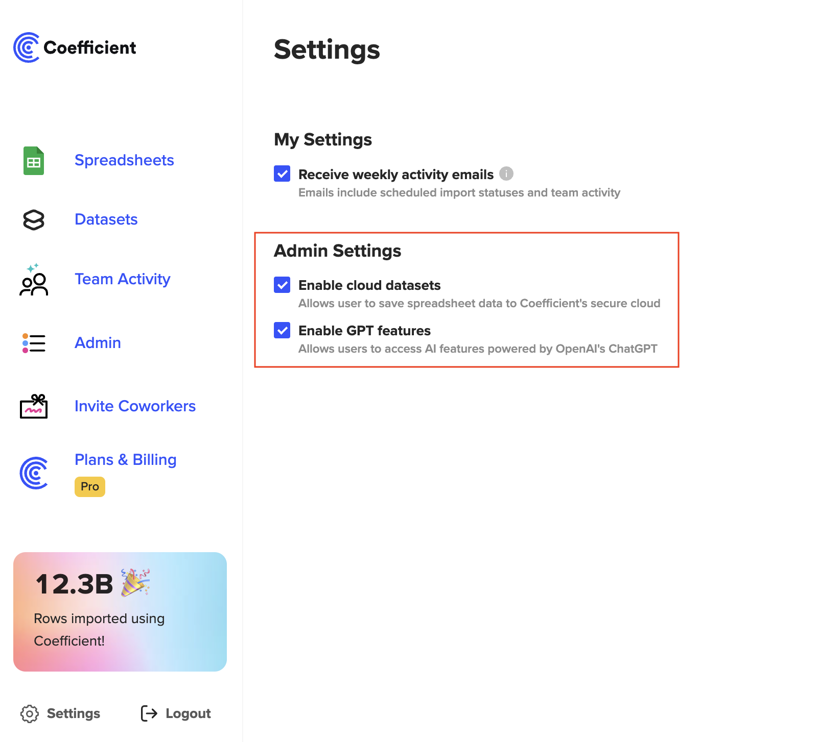 Admin – Coefficient